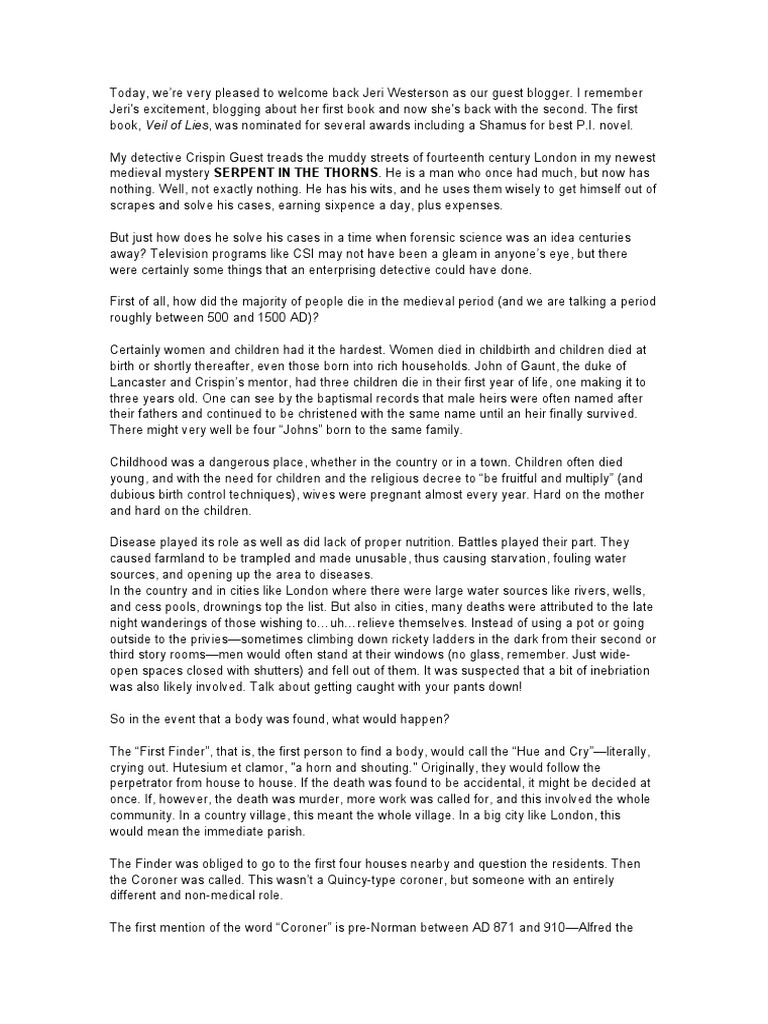 Forensic in Medieval Times | PDF | Fingerprint | Coroner