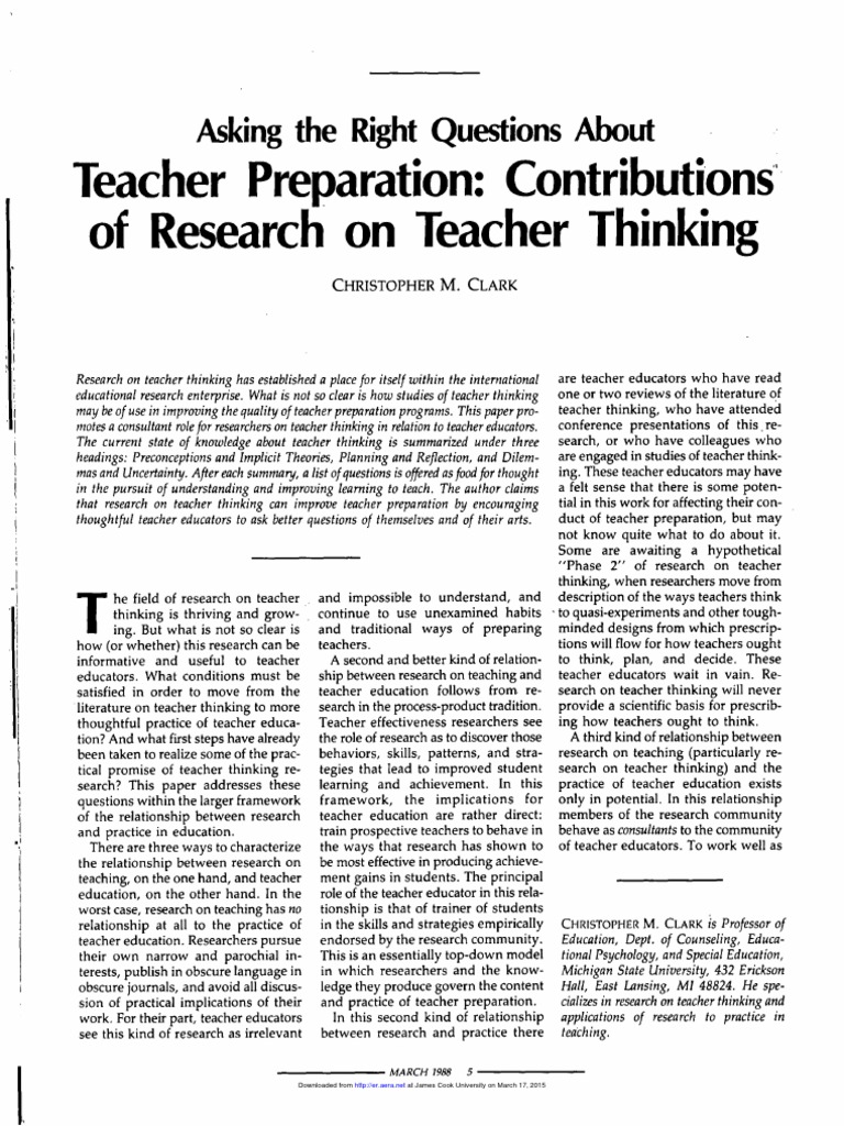 Enhancing Teacher Preparation Through Research | PDF | Teachers | Thought