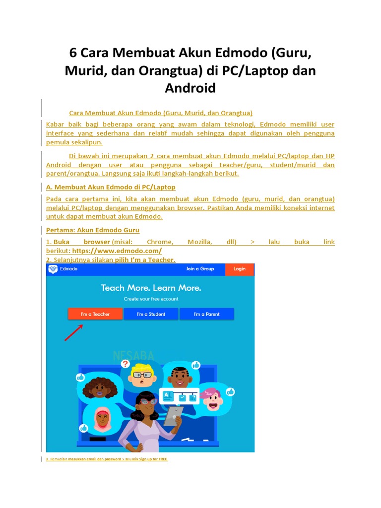 6 Cara Membuat Akun Edmodo | PDF | Karier & Perkembangan