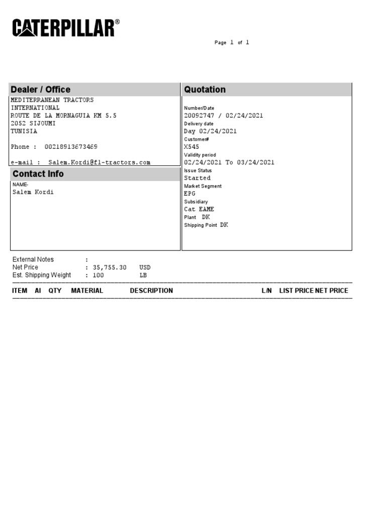 Dealer / Office Quotation | PDF | Manufactured Goods | Power Engineering