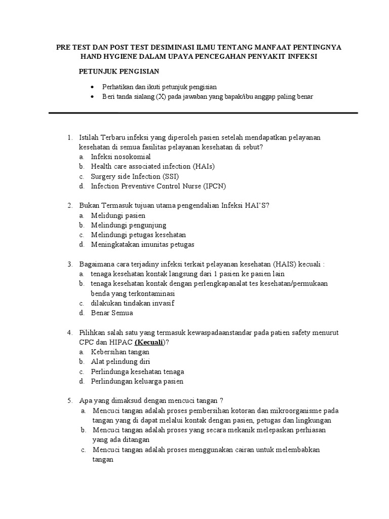 Pre Test Dan Post Test | PDF | Kesehatan Holistik