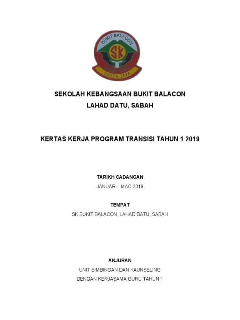Kertas Kerja Program Transisi Tahun 1 2018 | PDF