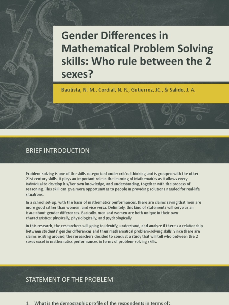 Gender Differences in Mathematical Problem Solving Skills | PDF ...