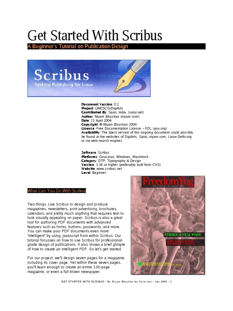 Get Started With Scribus: A Beginner's Tutorial On Publication Design | PDF | Page Layout | Icon ...