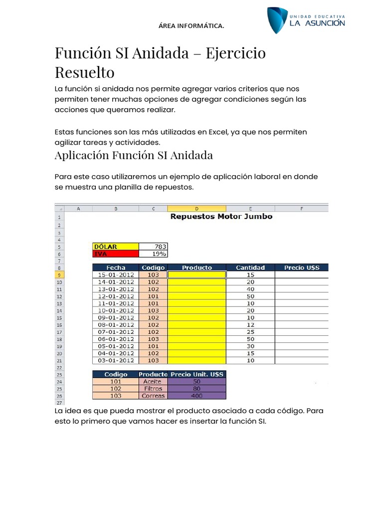 Función SI Anidada | PDF