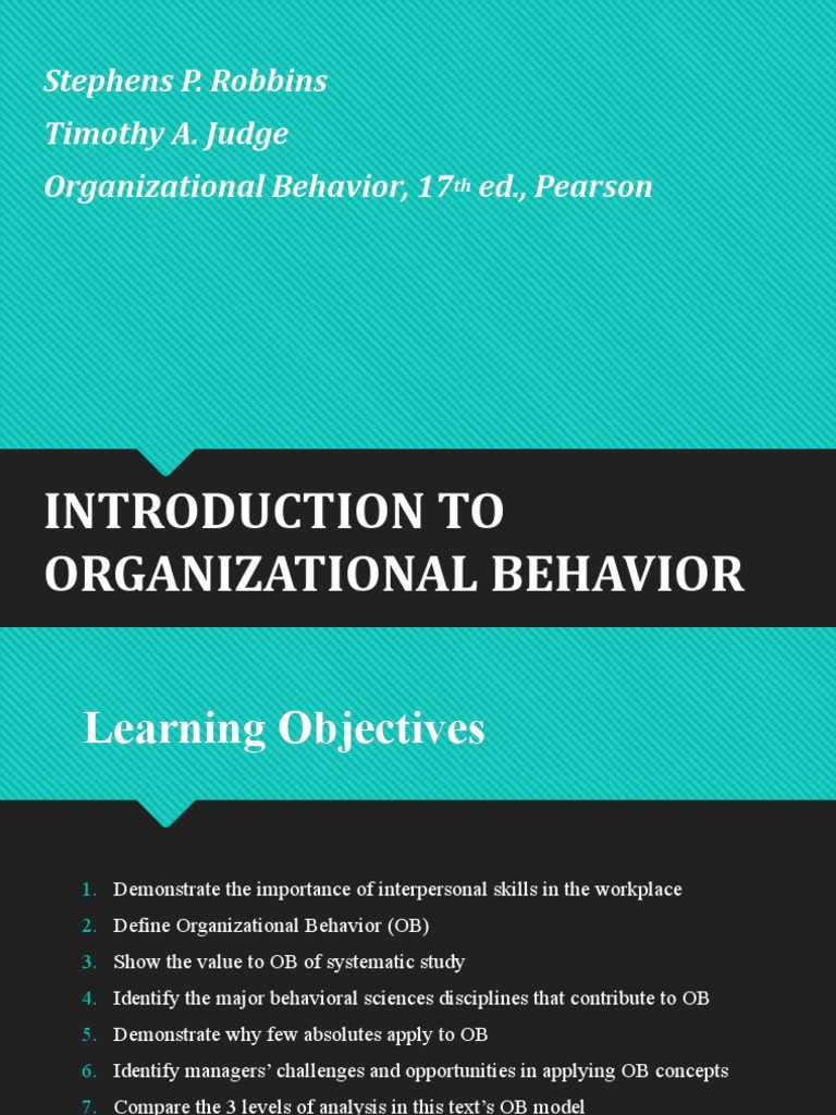 01 - Introduction To Organizational Behavior | PDF | Organizational Behavior | Psychology