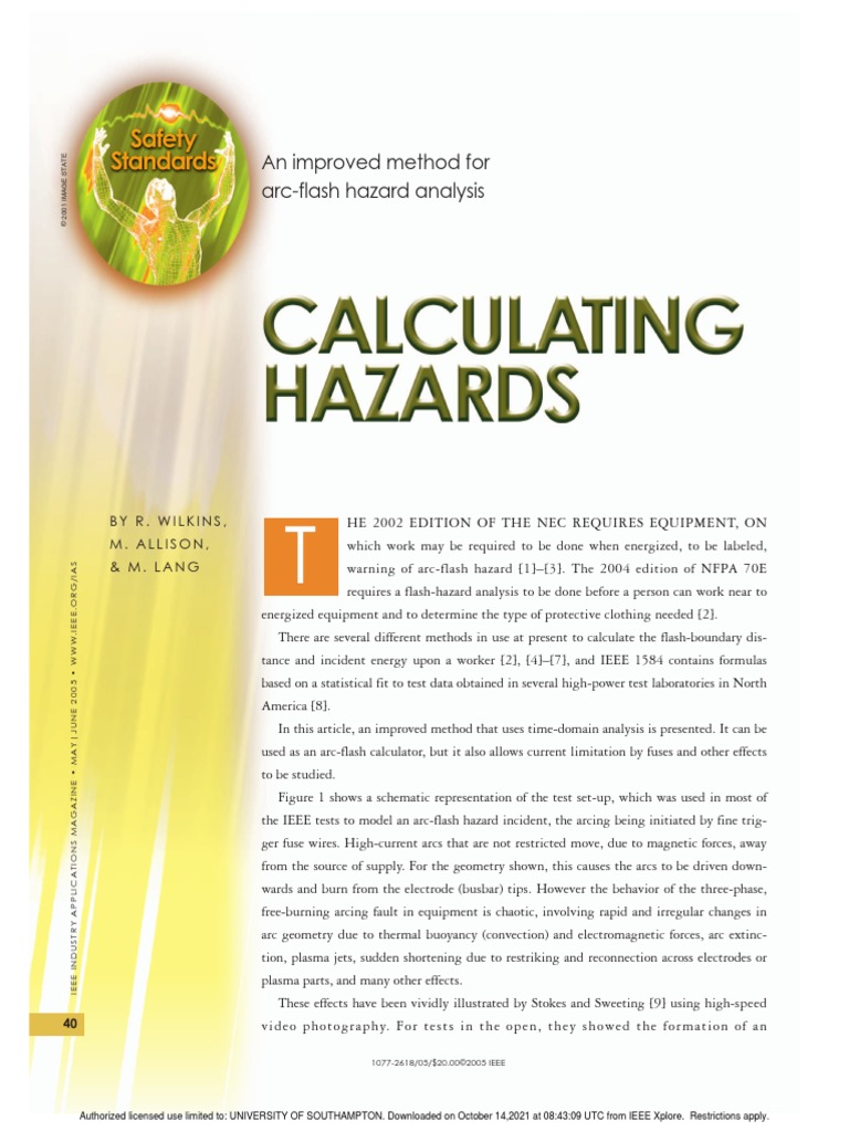 An Improved Method For Arc-Flash Hazard Analysis | PDF | Electric Arc ...