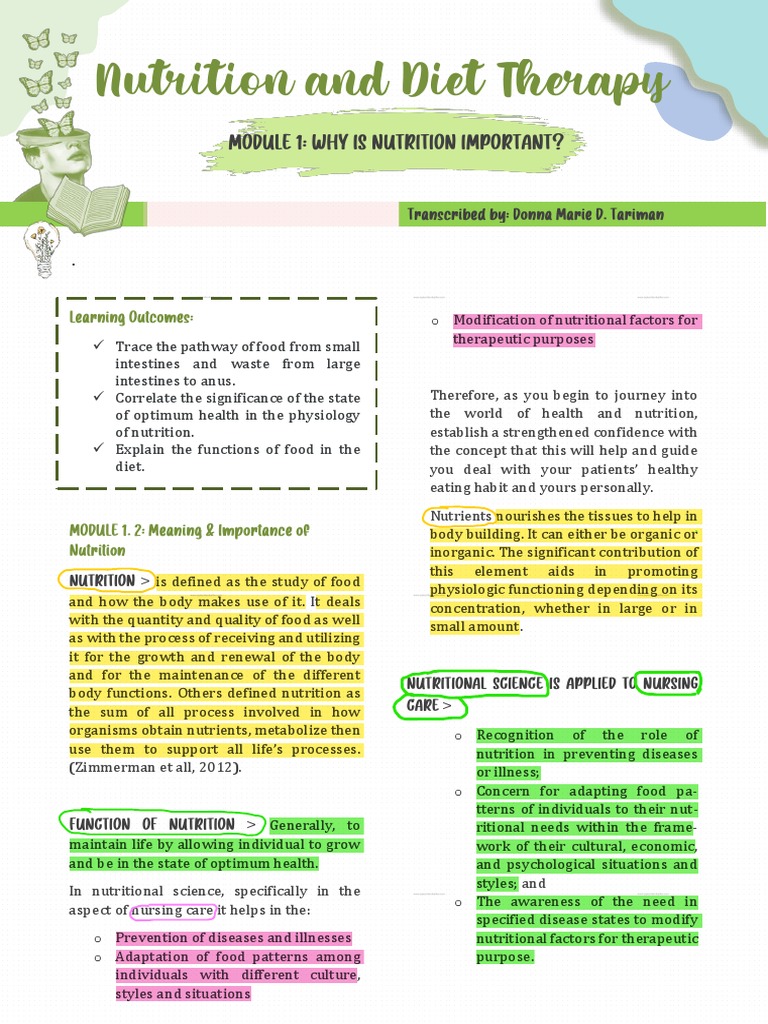 MODULE 1 - Why Is Nutrition Important | PDF | Human Digestive System ...