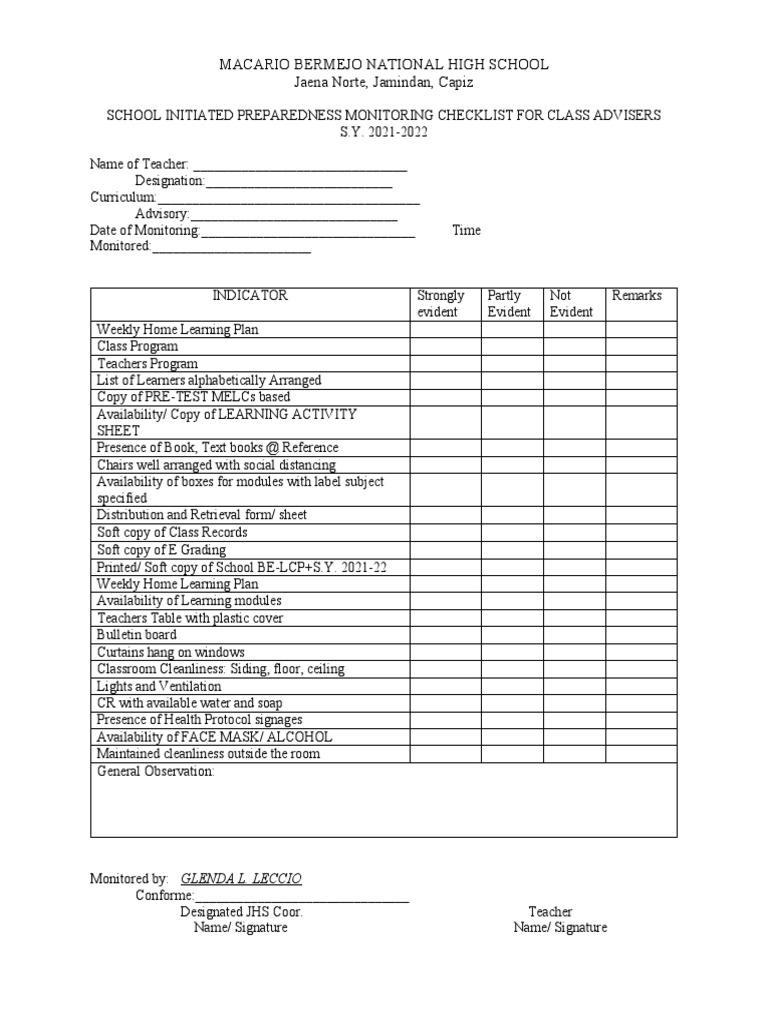 School Readiness Assessment Tool S.Y. 2021 2022 | PDF | Communication ...