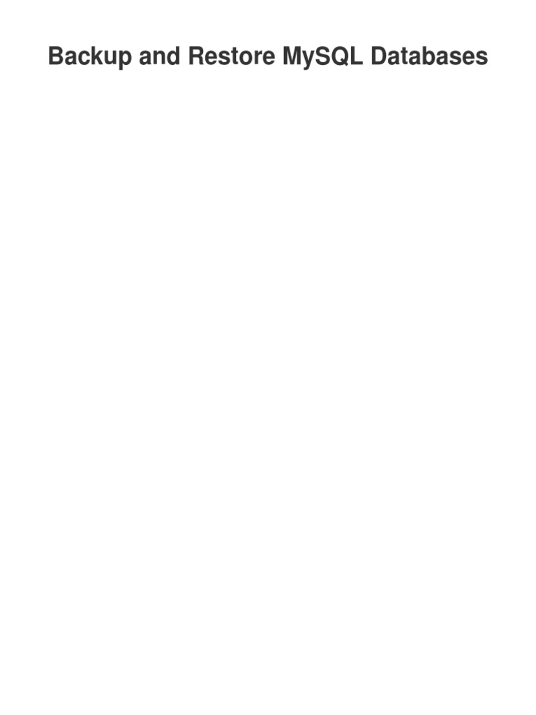 Backup and Restore Mysql Databases | PDF | Databases | Word Press