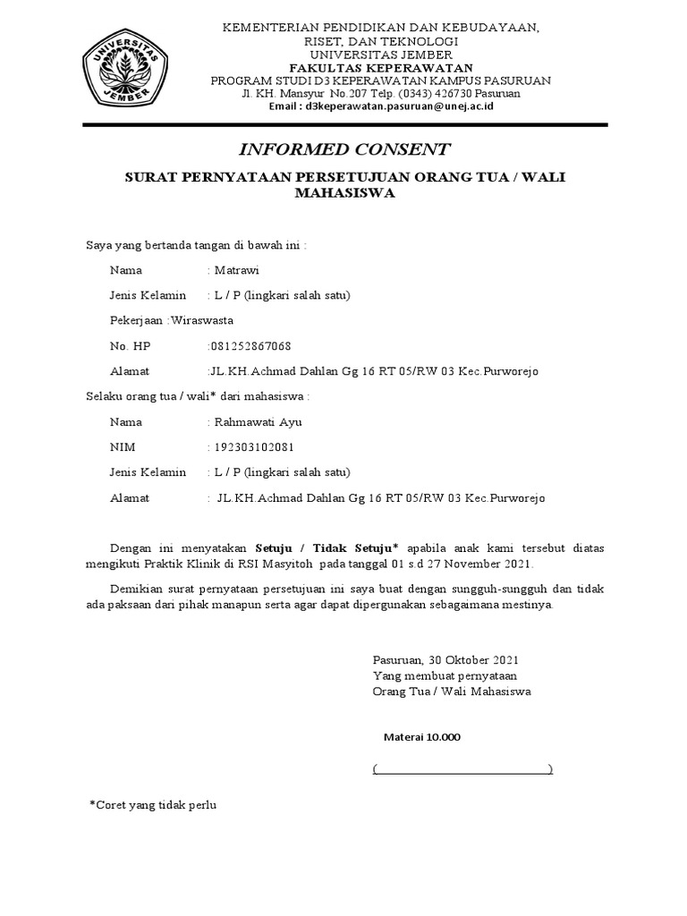 Inform Consent Masyitoh | PDF
