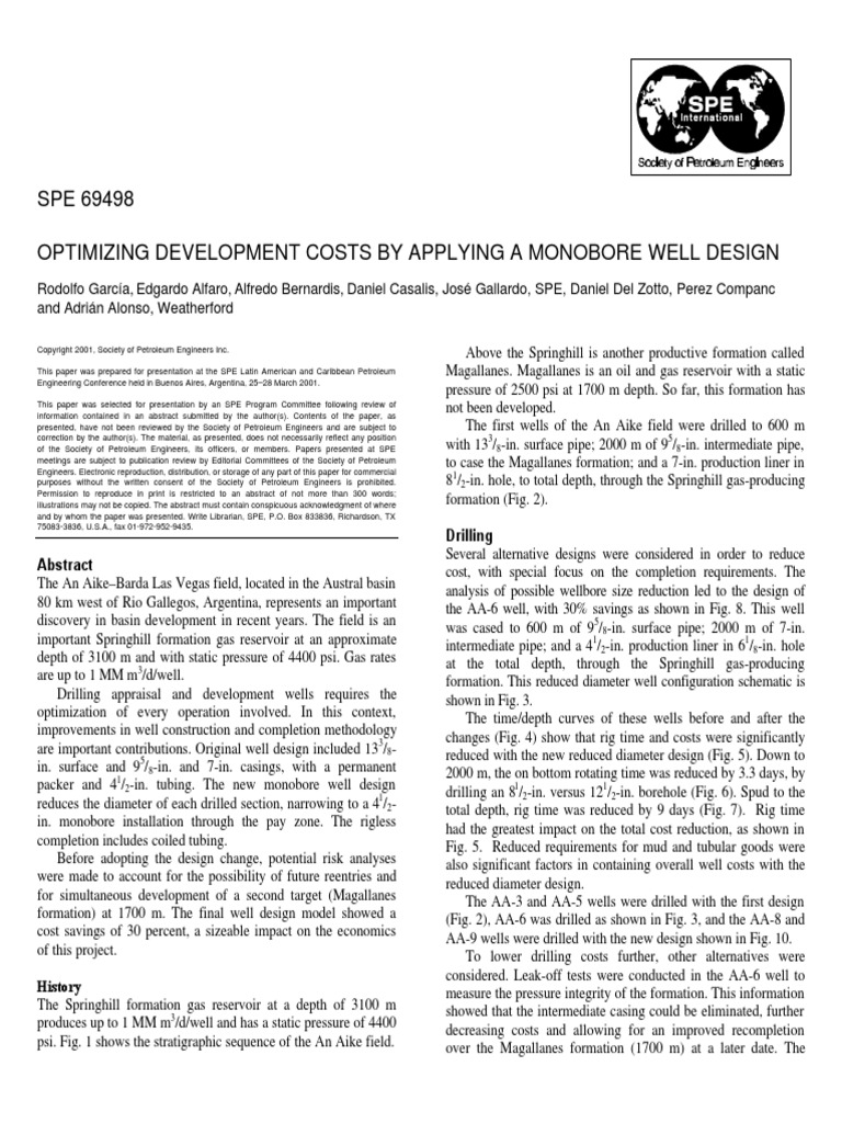 SPE 69498 Optimizing Development Costs by Applying A Monobore Well ...