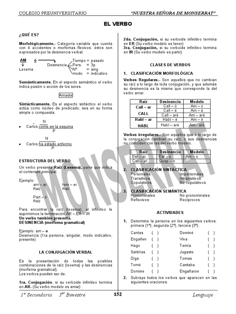 El Verbo | PDF | Verbo | Conjugación gramatical