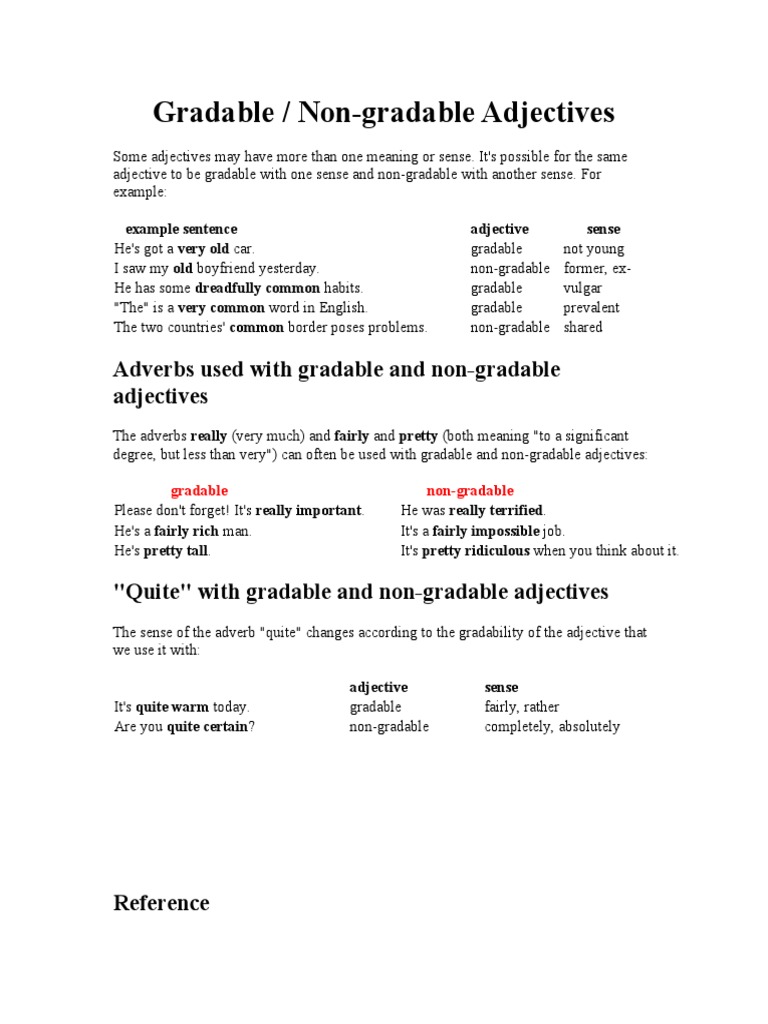 Gradable Non-Gradable Adjectives | PDF | Adjective | Adverb