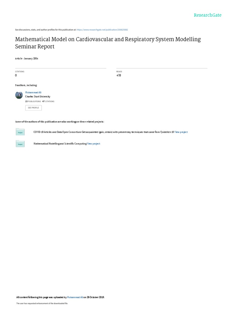 Mathematical Model On Cardiovascular and Respiratory System Modelling ...
