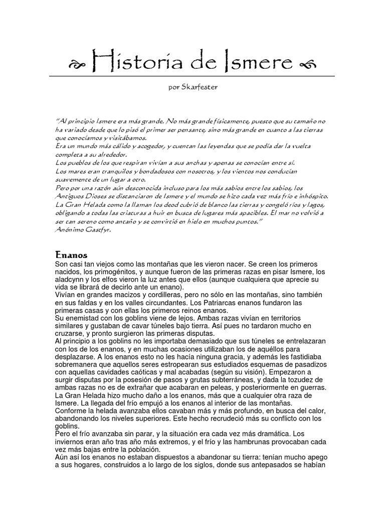 G&G - Historia de Ismere | PDF | Duendes | Enano (Tierra Media)