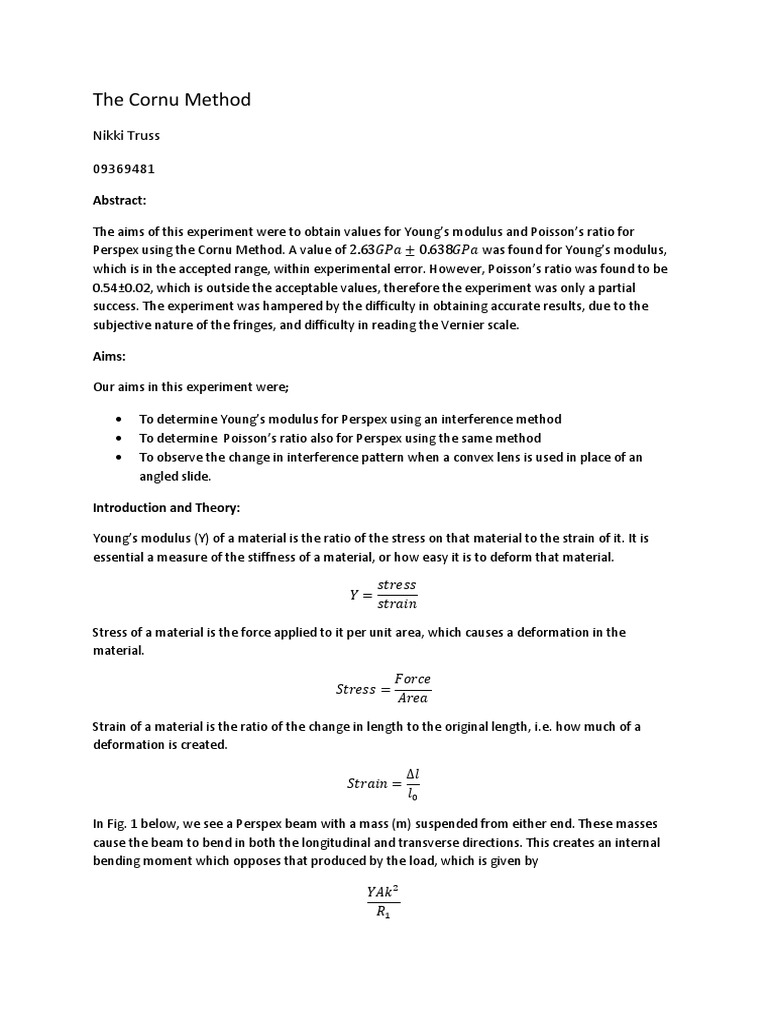 The Cornu's Method | PDF | Young's Modulus | Beam (Structure)