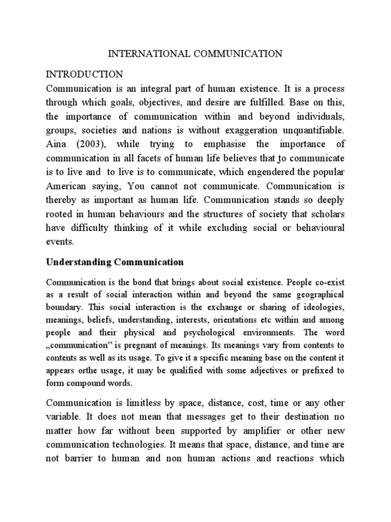 Importance of International Communication | PDF | Communication | Mass ...