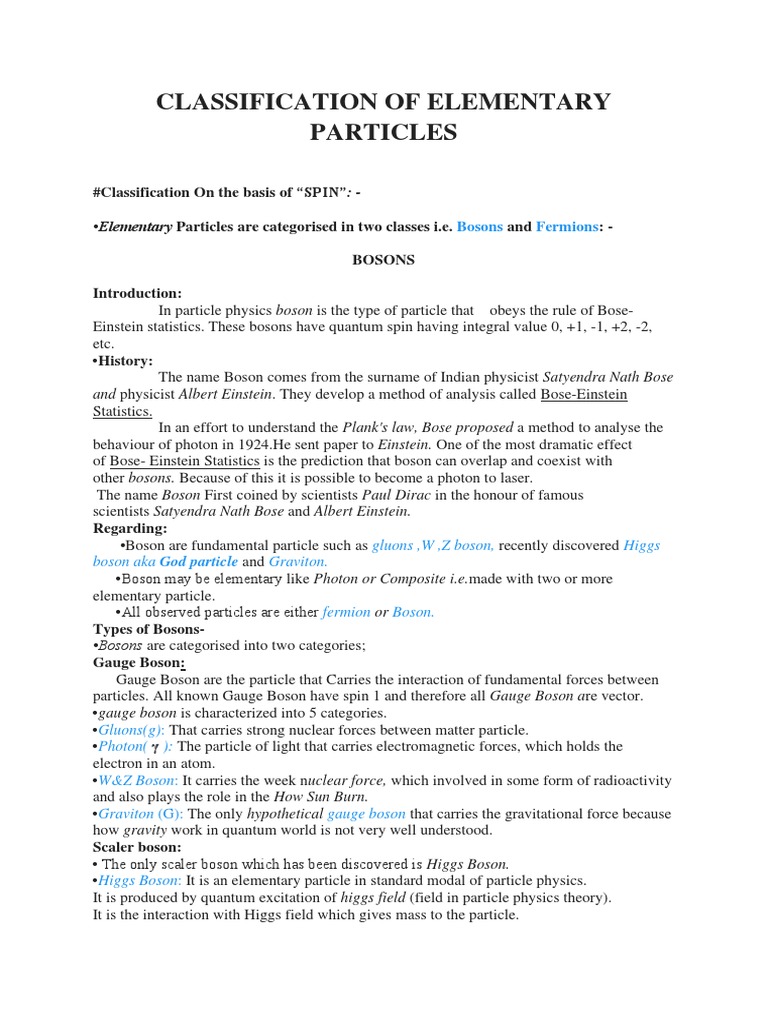 Classification of Elementary Particles | PDF | Boson | Elementary Particle