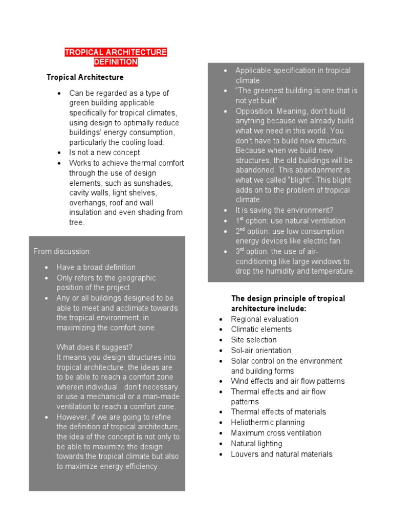 Tropical Architecture | PDF | Green Building | Building Technology