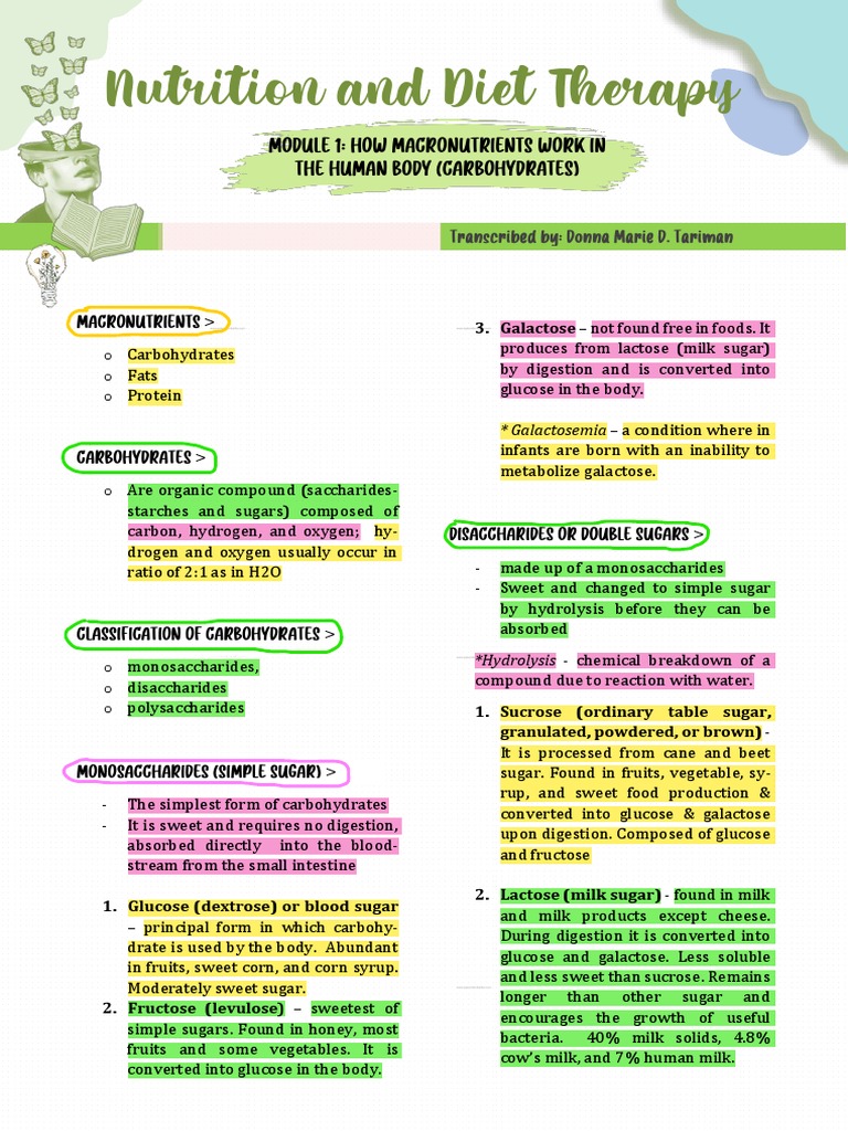 MODULE 2 - Macronutrient (CARBOHYDRATES) | PDF | Carbohydrates | Glucose