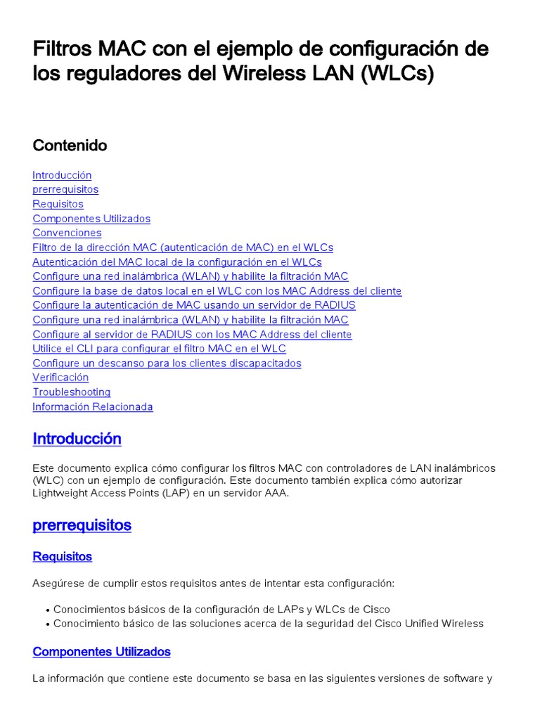 Mac Filters Wlcs Config Pdf Lan Inalámbrico Autenticación