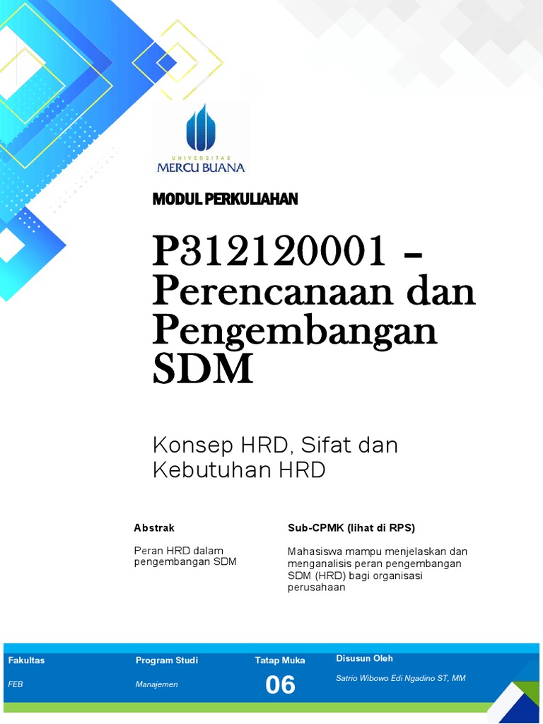 Modul - 06 - Konsep HRD, Sifat Dan Kebutuhan HRD - 2021 | PDF | Karier & Perkembangan