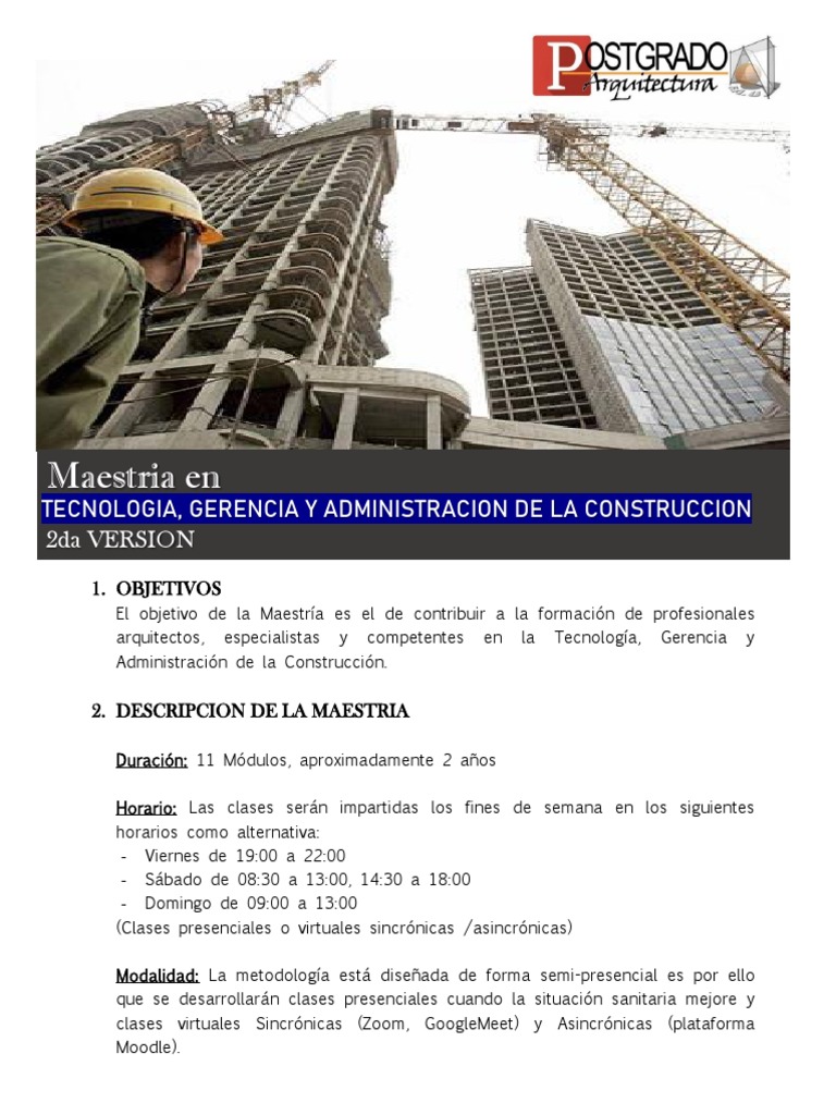 Programa Maestria en Tecnologia Gerencia y Administracion de La ...