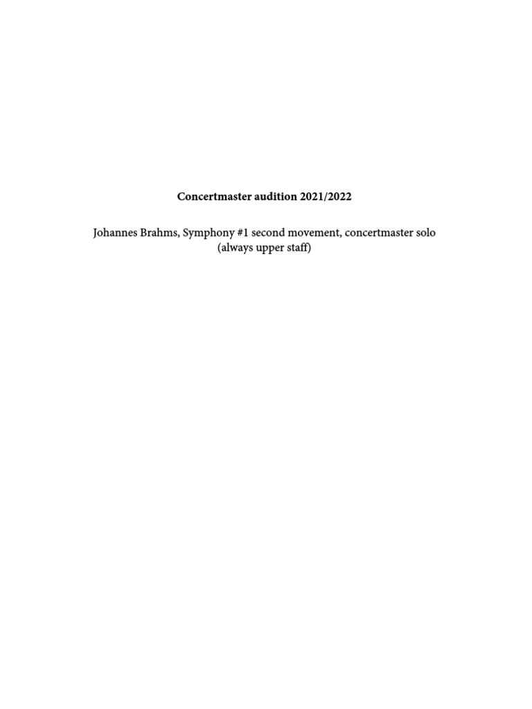 Johannes Brahms, Symphony #1 Second Movement, Concertmaster Solo ...