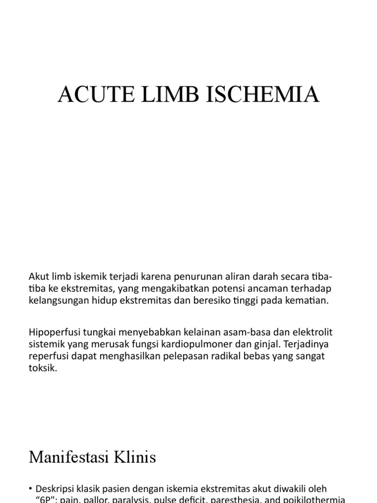 Acute Limb Ischemia | PDF