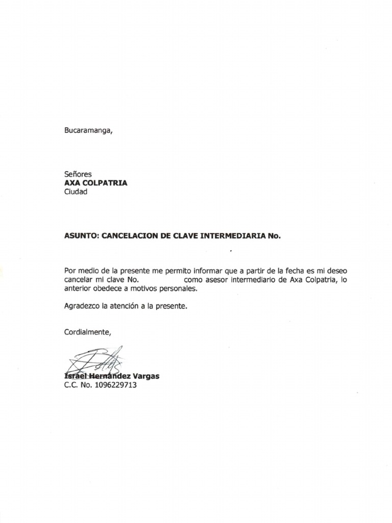 Carta Cancelación | PDF