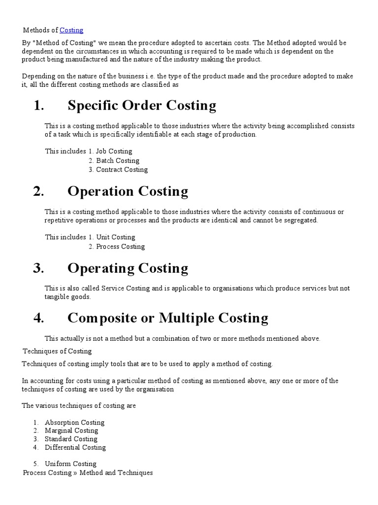 Methods of Costing | PDF | Debits And Credits | Output (Economics)