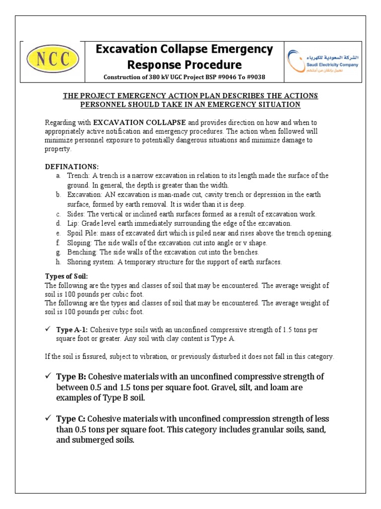 Emergency Response Procedure for Excavation Collapse During Underground ...