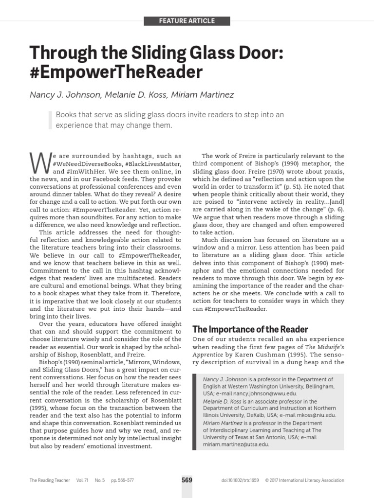 Through The Sliding Glass Doors | PDF | Teachers | Children's Literature