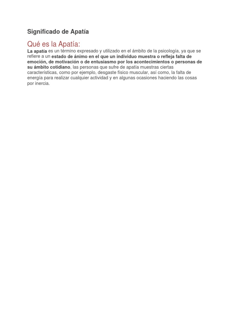 Apatia | PDF | Relaciones personales, crianza y desarrollo personal