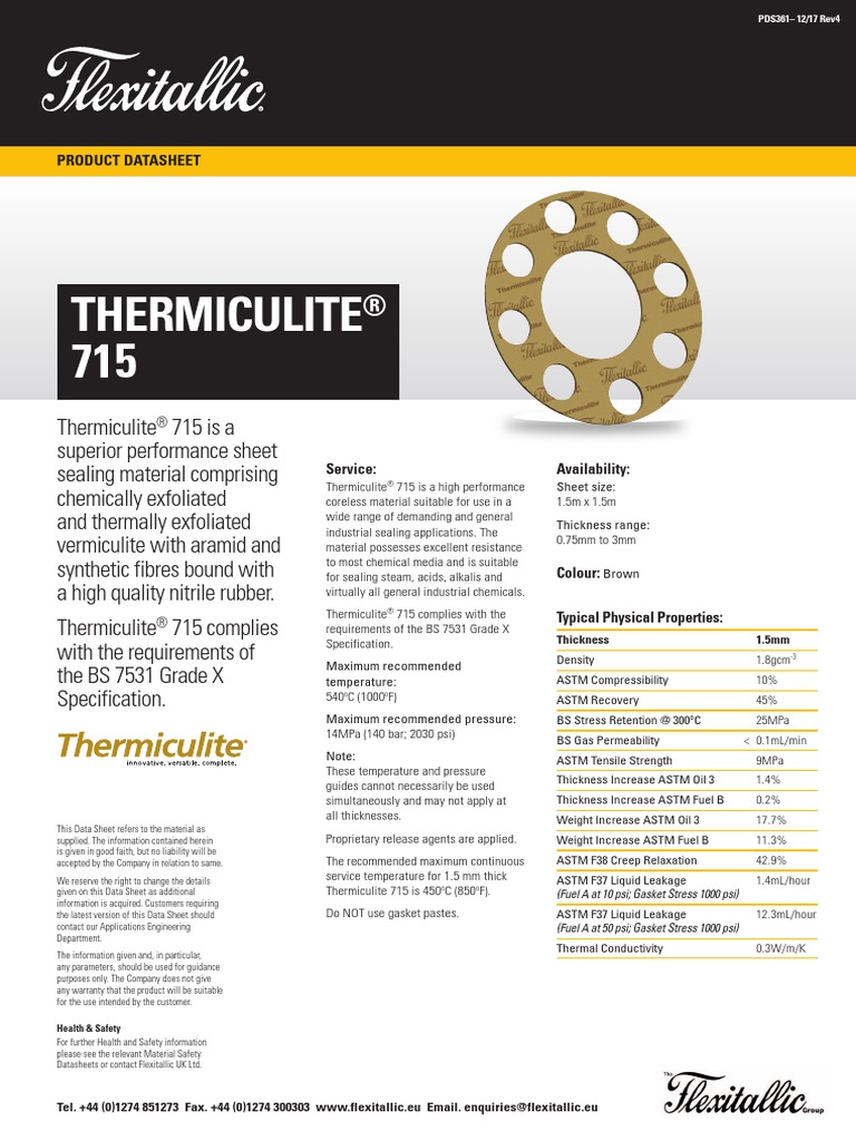 Thermiculite 715: Product Datasheet | PDF | Mechanical Engineering ...