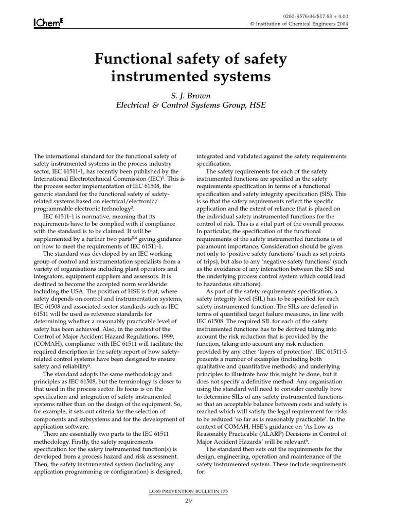 Functional Safety of Safety Instrumented Systems | PDF | Computing ...