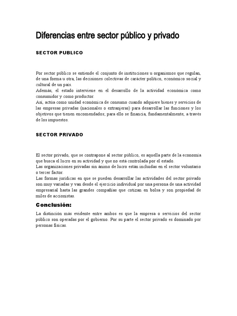 Diferencias Entre Sector Privado y Publico | PDF