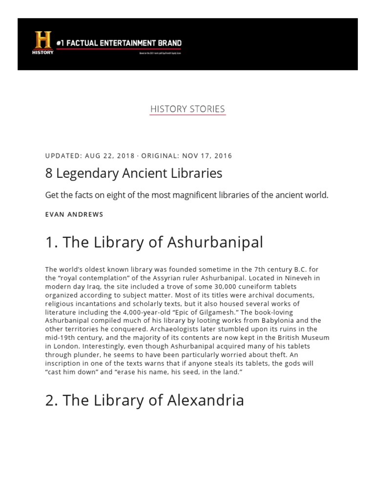 8 Legendary Ancient Libraries - HISTORY | PDF