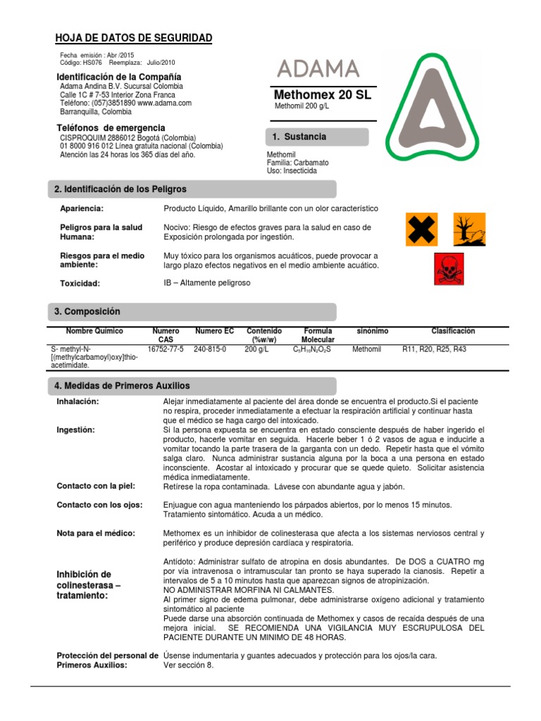Methomex 20 SL - tcm104-57825 | PDF | Agua | Residuos