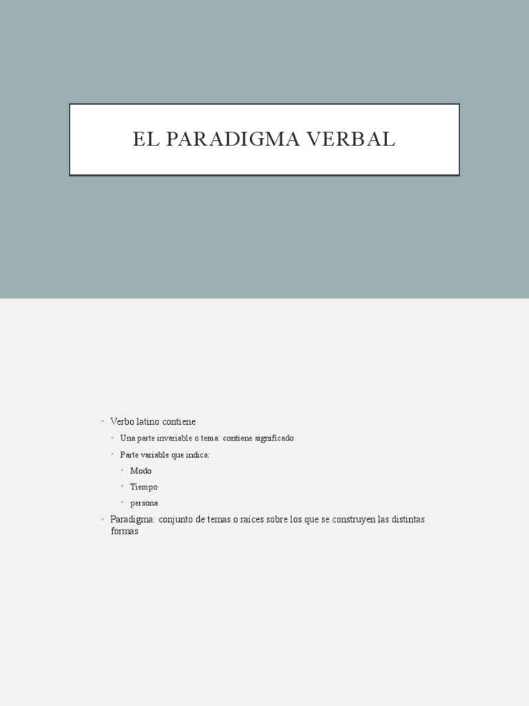 El Paradigma Verbal | PDF | Conjugación gramatical | Verbo