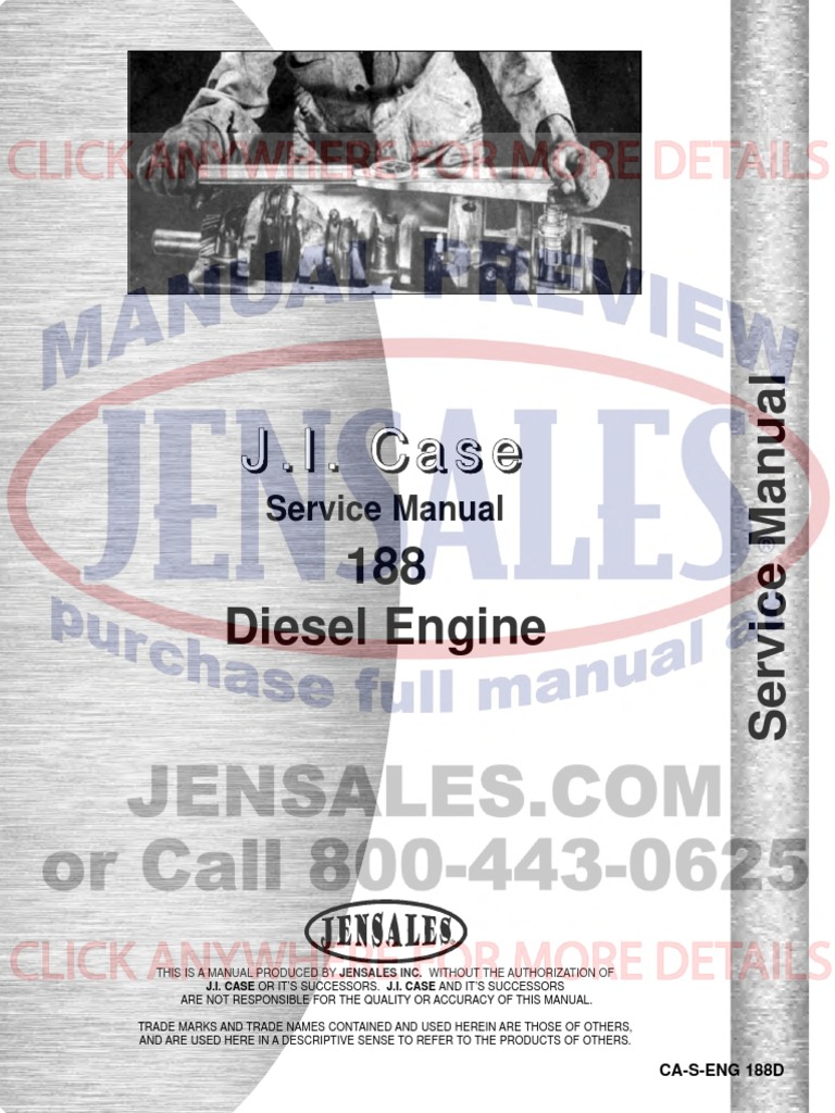 Case 188D Diesel Engine Manual | PDF | Piston | Manufactured Goods