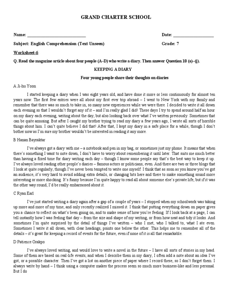 Grade-7 Worksh. | PDF