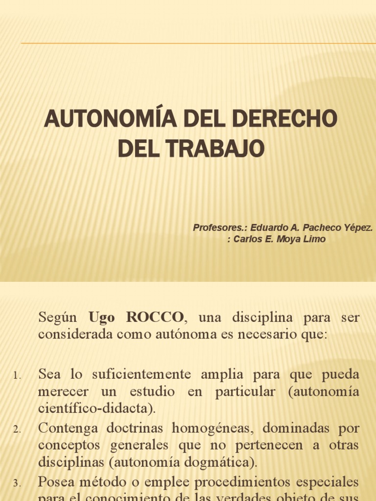 Autonomía del Derecho Laboral según Ugo Rocco | PDF