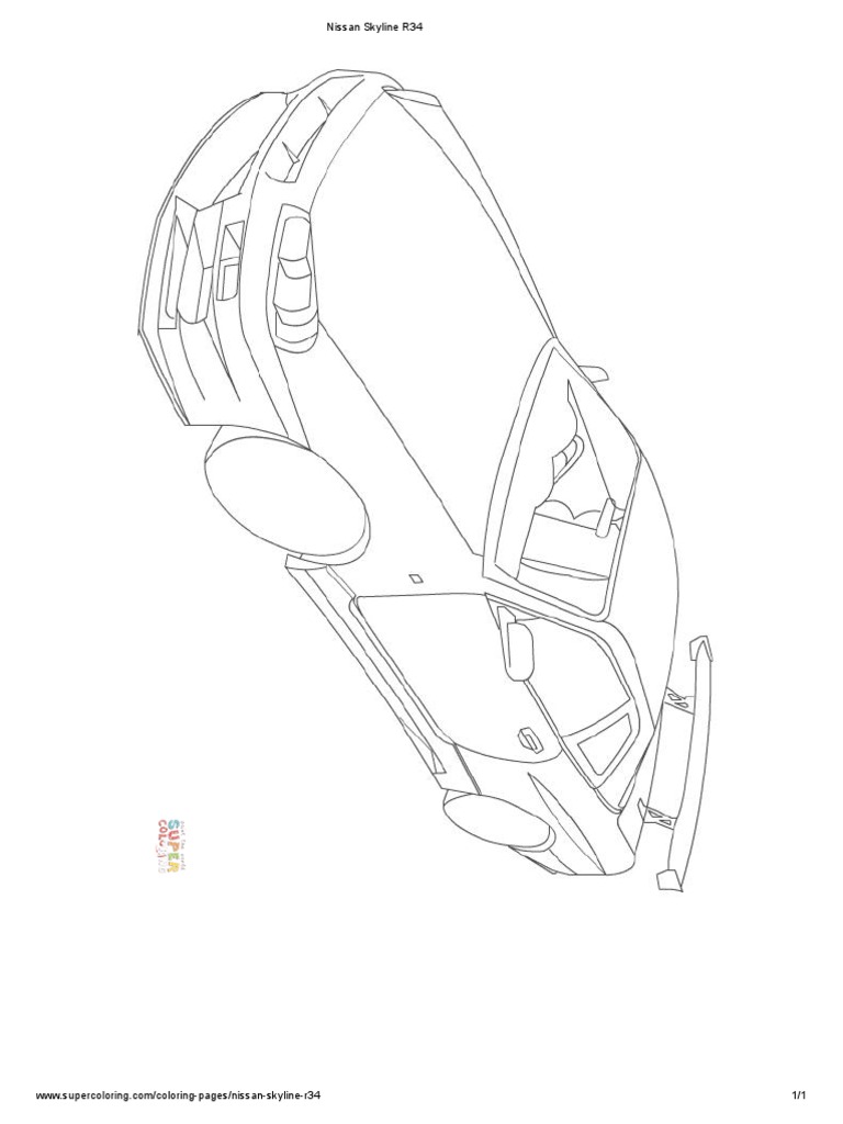 Nissan Skyline R34 Coloring Page - Free Printable Coloring Pages | PDF