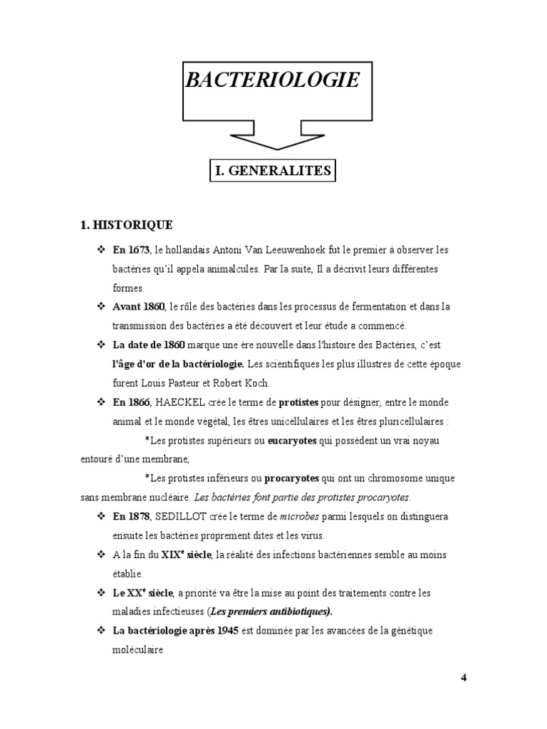 Introduction à la bactériologie générale | PDF | Bactérie | Prokaryota
