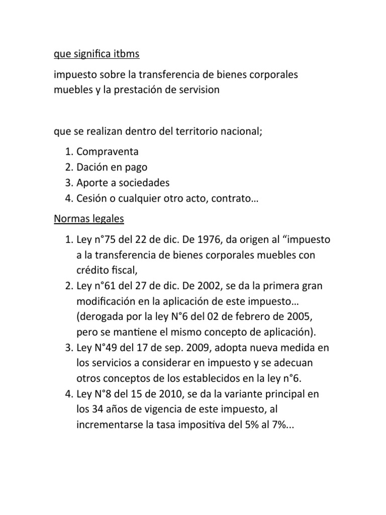 ¿Qué Significa Itbms? | PDF | Finanzas y dinero | Derecho