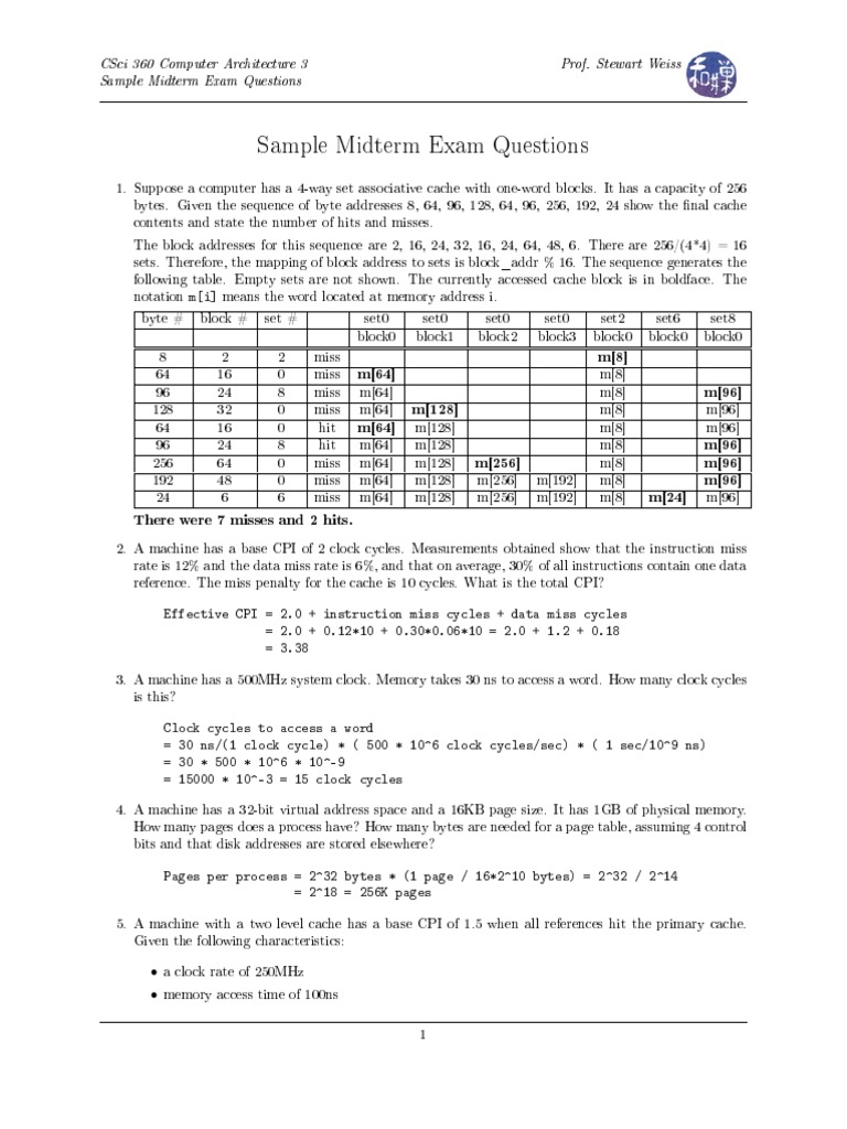 Sample Midterm: Computer Architecture | PDF | Central Processing Unit | Cpu Cache