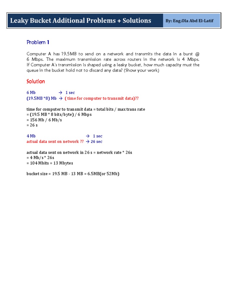 Leaky Bucket Additional Problems With Solutions | PDF | Information Age ...
