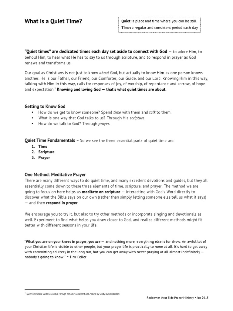 Quiet Time Basics | PDF | Prayer | Lord's Prayer